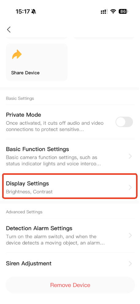Display Setting – outinput